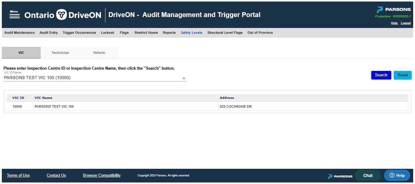 Safety High Risk Flags – Ontario VIC