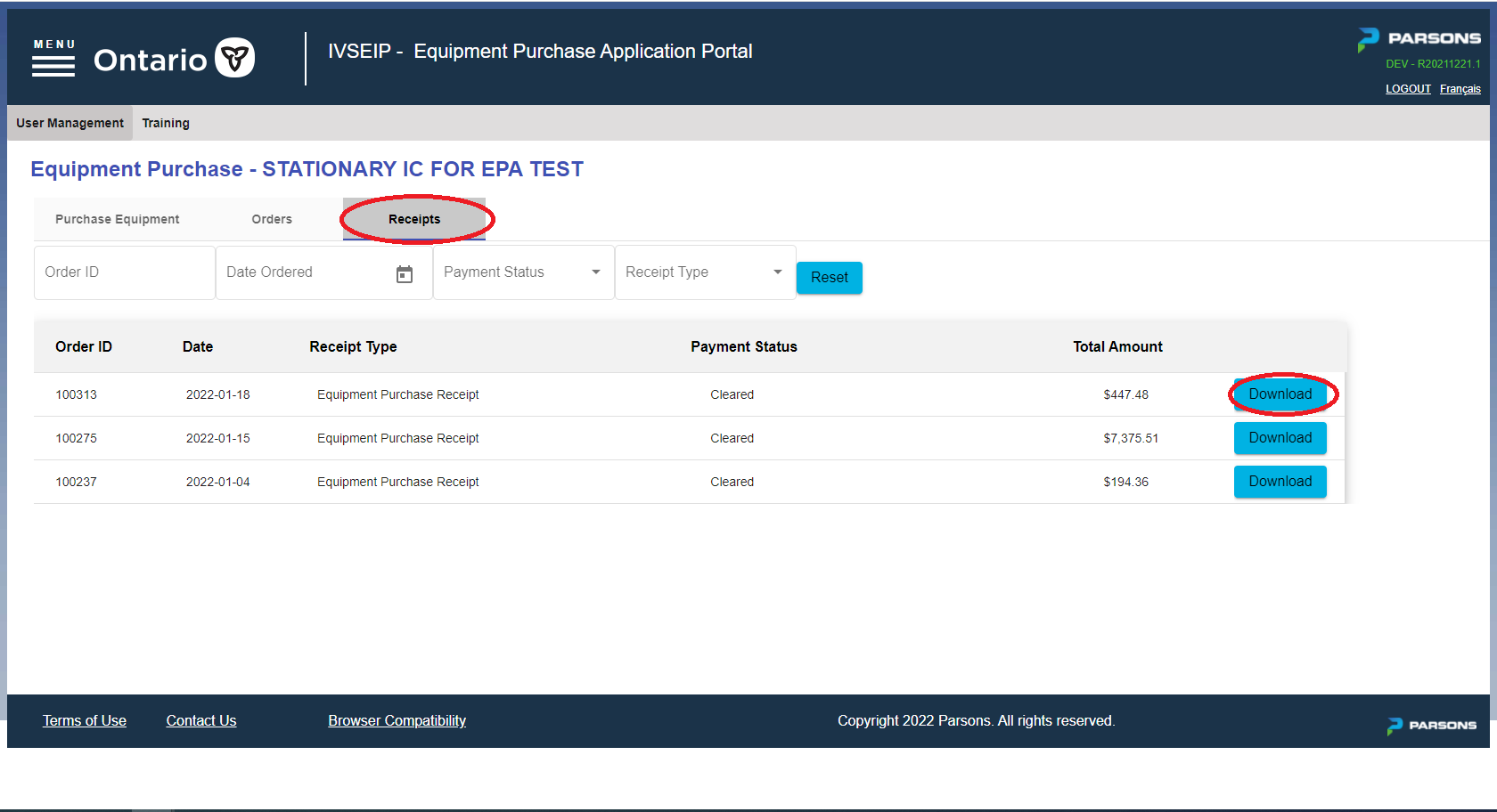 How to View a Receipt – Ontario VIC
